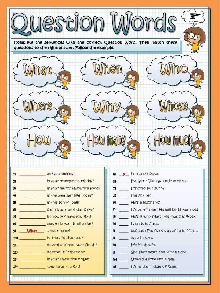 Complete The Sentences With The Correct Question Word. Then Match These ...