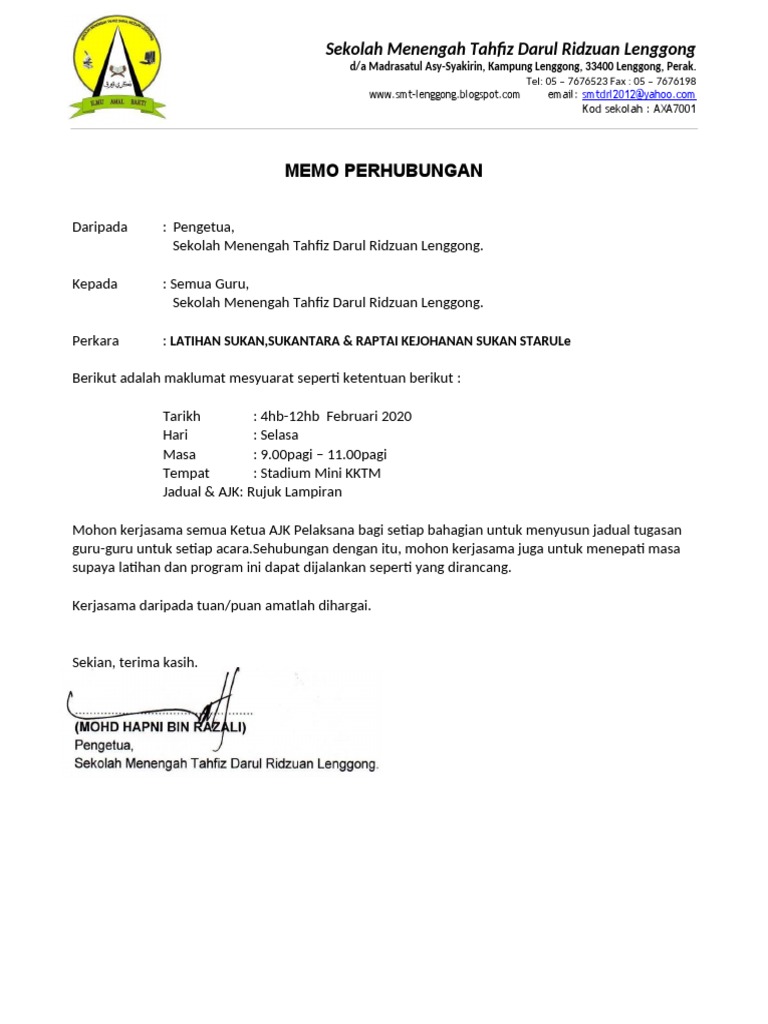 Memo Panggilan Mesyuarat | PDF