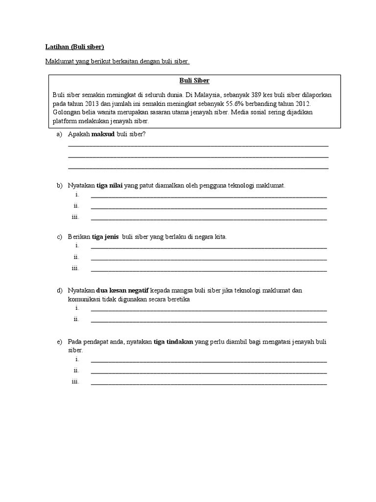 Latihan Buli Siber | PDF