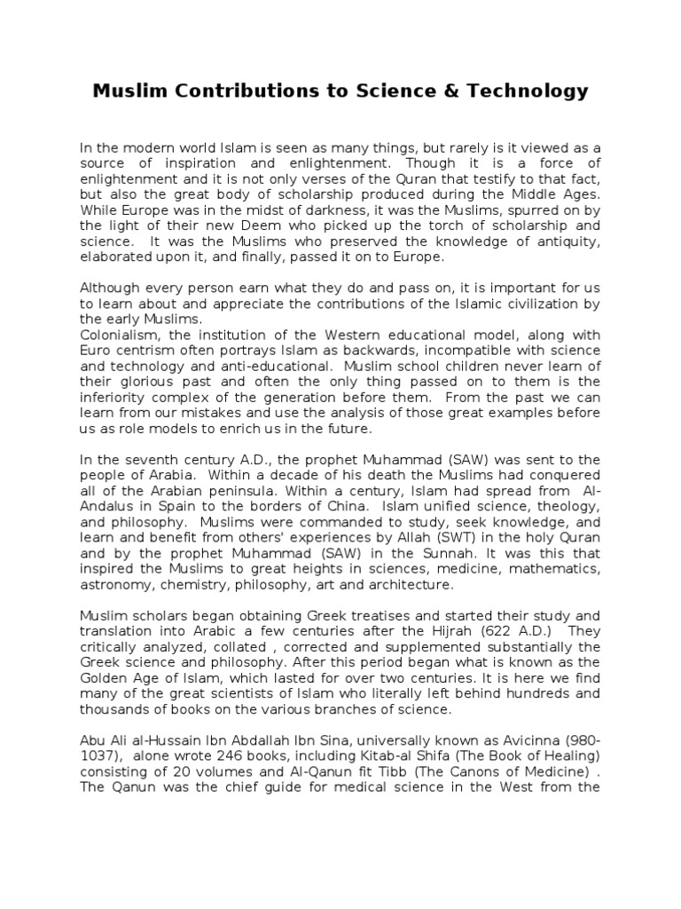 Muslim Contributions To Science | PDF | Trigonometric Functions | Algebra