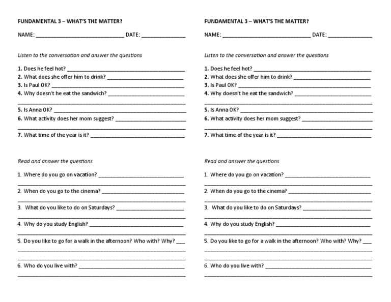 F3 Unit 7C Track 58 List-Writ Quiz | PDF