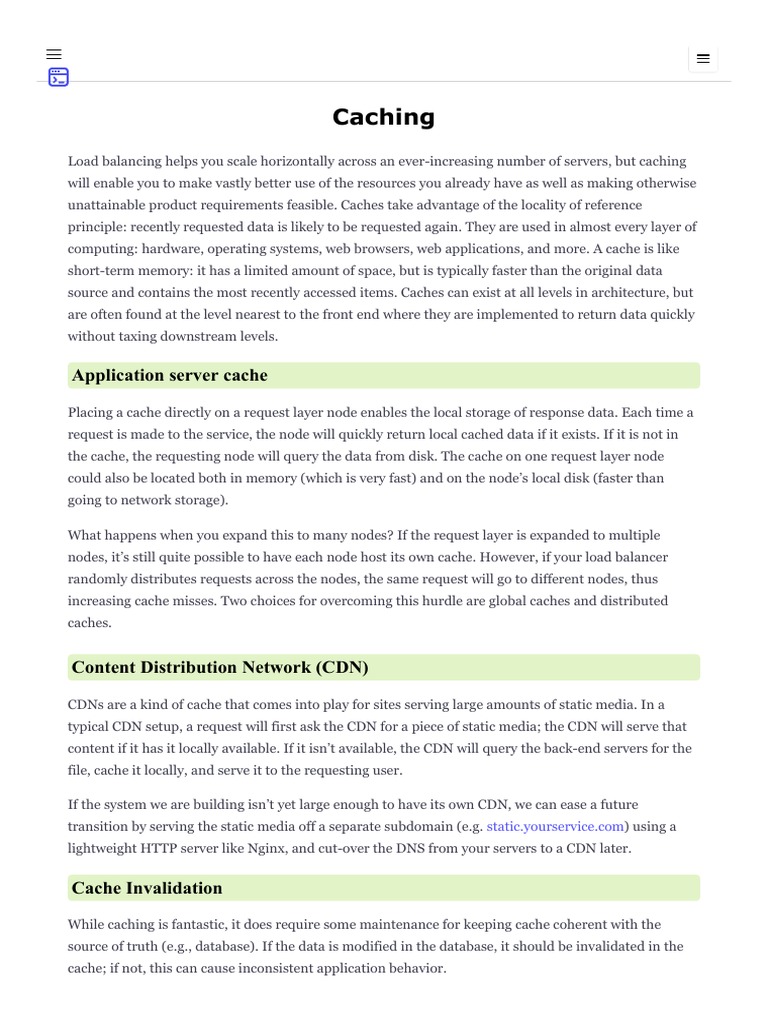 Caching: Application Server Cache | PDF | Cache (Computing) | Computer Networking