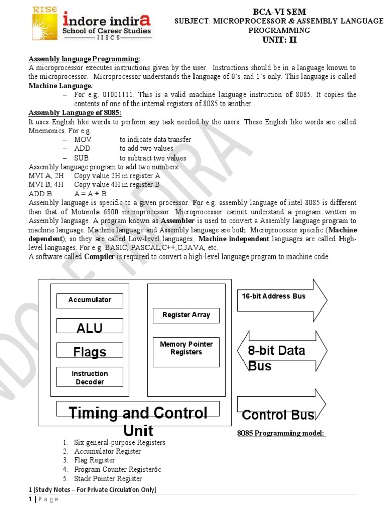 Timing and Control Unit: ALU Flags 8-Bit Data Bus | PDF | Assembly Language | Central Processing ...