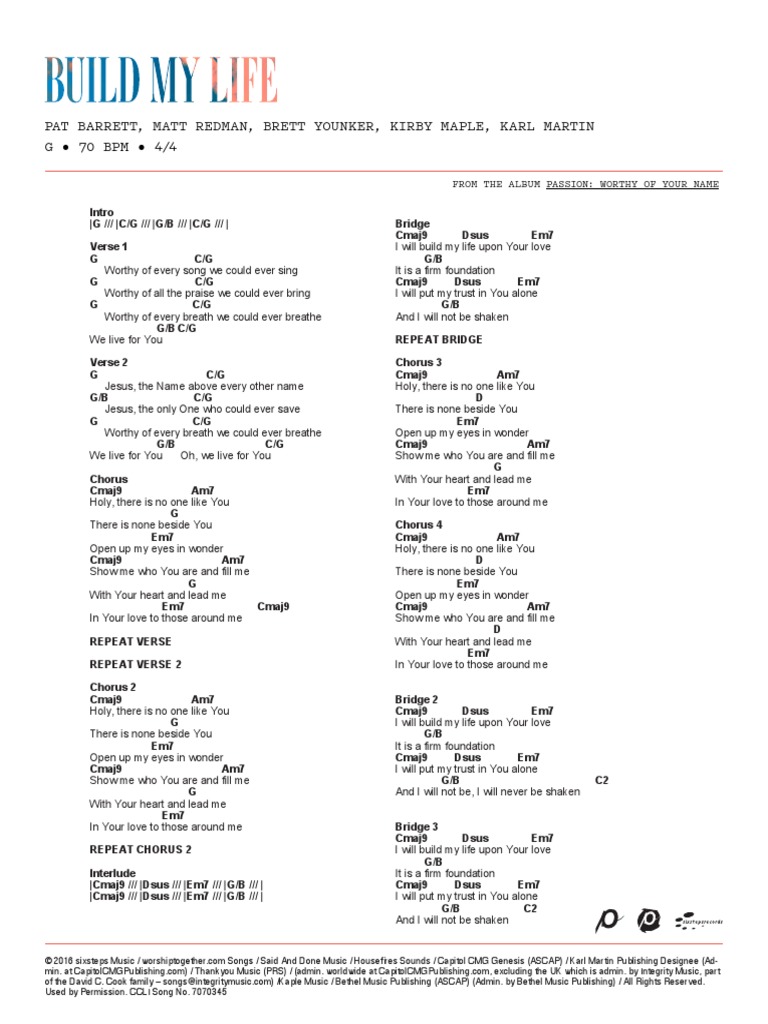 Build My Life (G, 70 BPM, 4/4) Build My Life | PDF