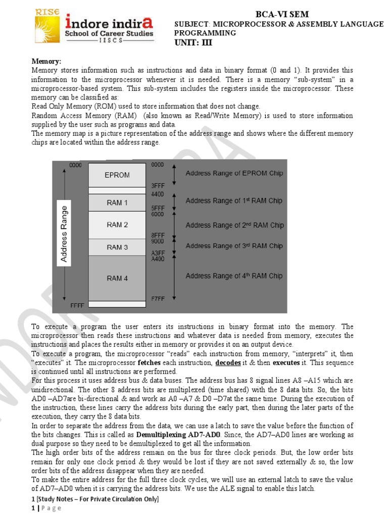 Subject: Microprocessor & Assembly Language Programming: 1 (Study Notes ... Subject: Microprocessor & Assembly Language Programming: 1 (Study Notes ...
