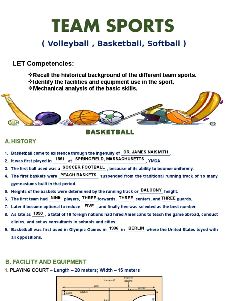 Team Sports: (Volleyball, Basketball, Softball) | PDF | Baseball Field ...