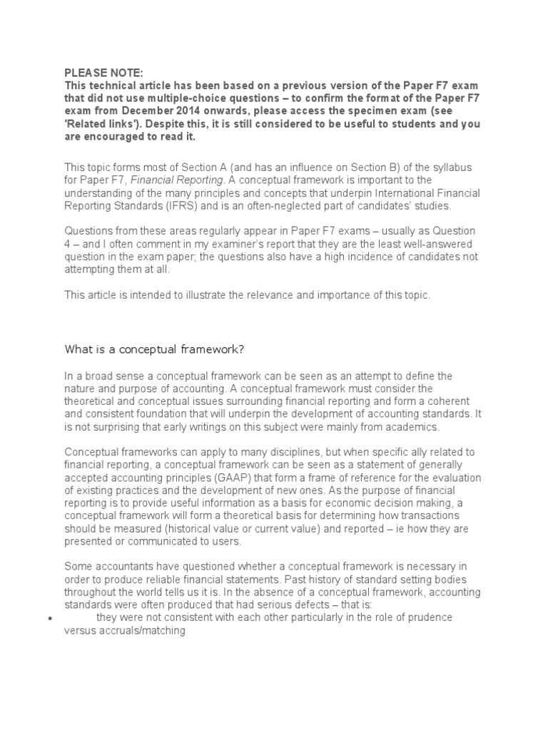 Conceptual Framework Notes Pdf International Financial Reporting