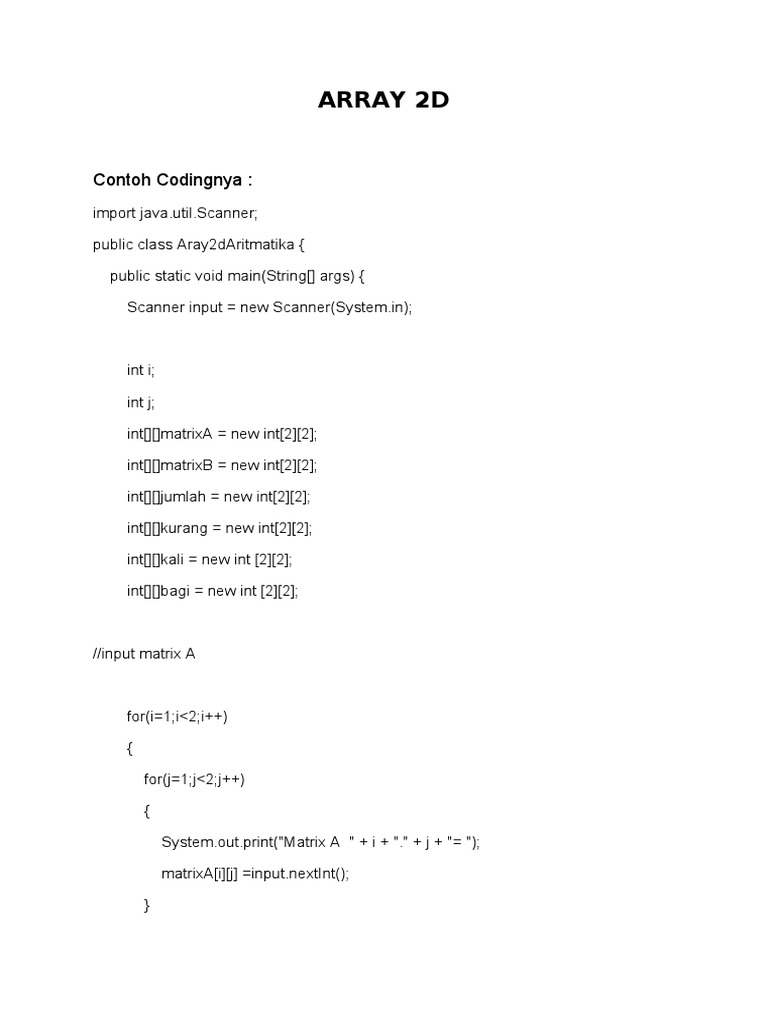 Array 2D: Contoh Codingnya | PDF | Areas Of Computer Science ...