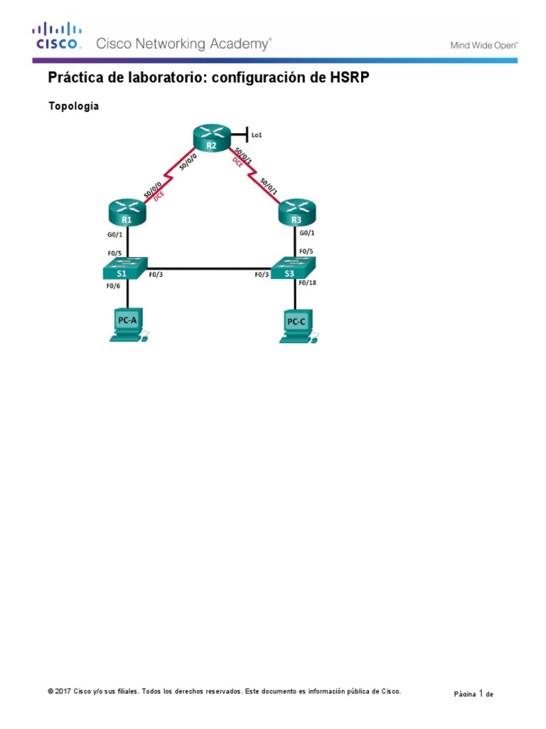 4.3.3.4 Lab - Configure HSRP | PDF | Enrutador (Computación) | Protocolos de comunicaciones