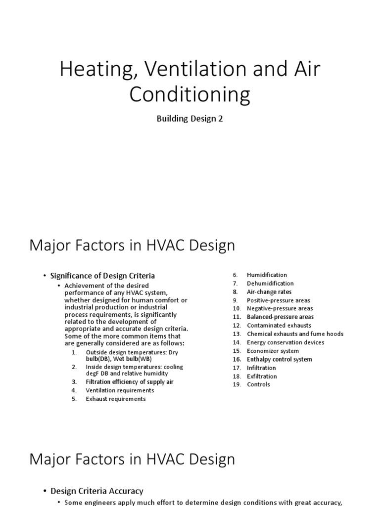 Heating, Ventilation and Air Conditioning: Building Design 2 | PDF ...