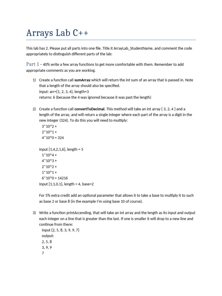 Chapter 8 - Arrays Lab C++ | PDF | Subroutine | Array Data Structure