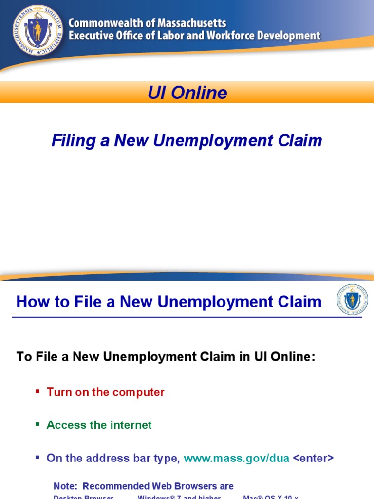 UI Online: Filing A New Unemployment Claim | PDF | Computing | Software