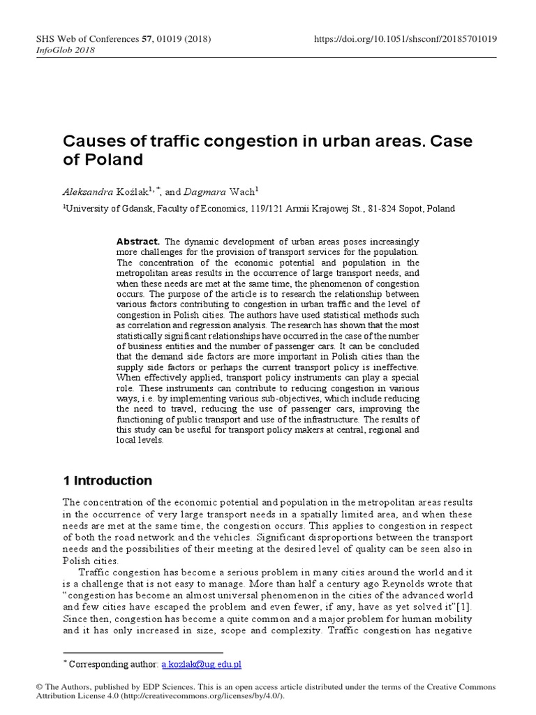 Causes of Traffic Congestions in Urban Area | PDF | Traffic Congestion ...