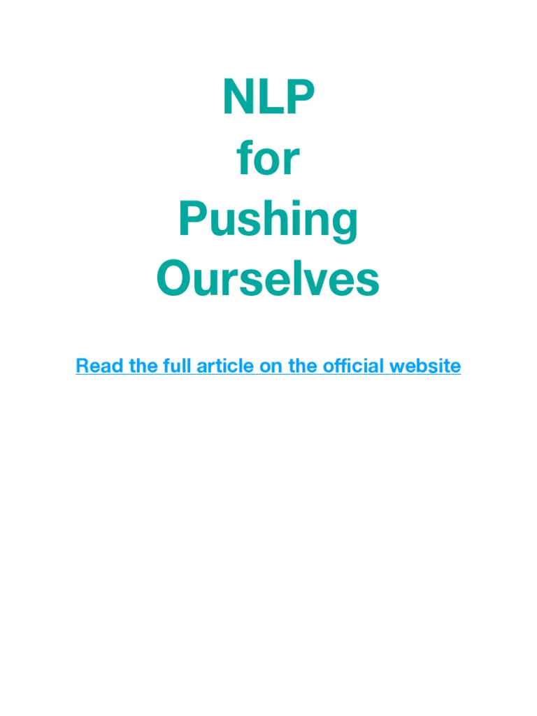 NLP For Pushing Ourselves PDF | PDF