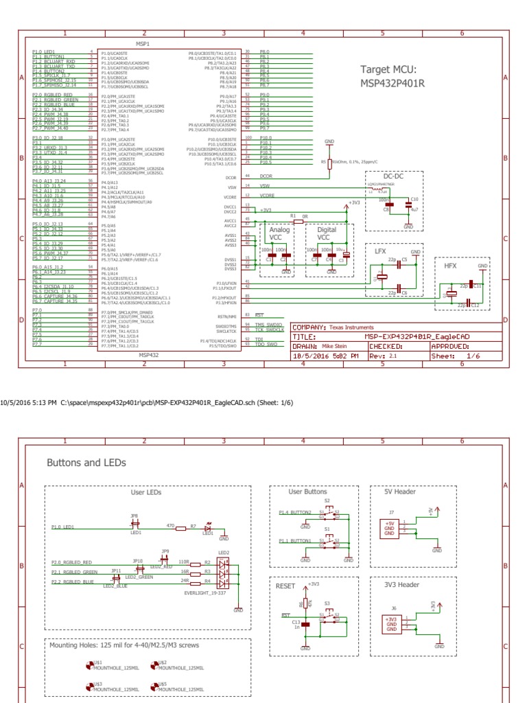 MSP-EXP432P401R EagleCAD - Schematic | PDF | Software Engineering | Computer Programming Tools
