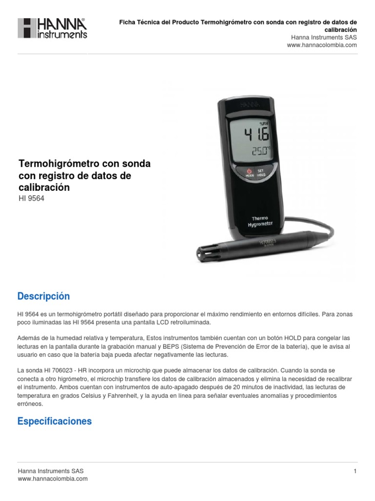 HI 9564 Termohigrometro PDF | PDF | Electrónica | Bienes manufacturados