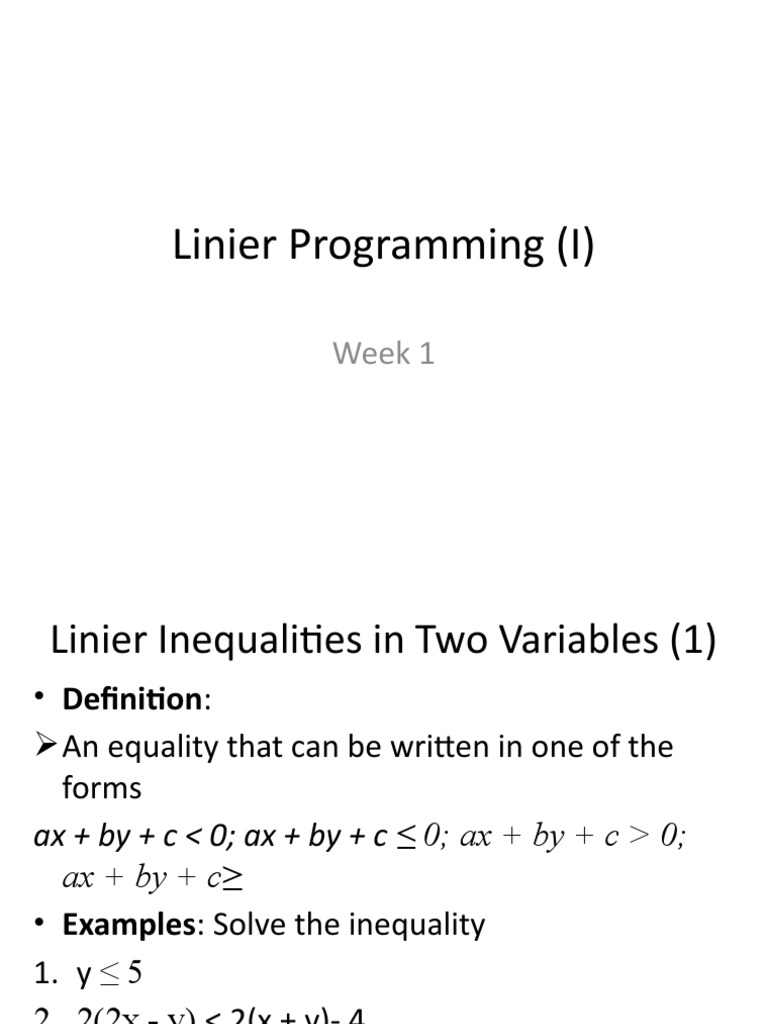 Linier Programming (I) | PDF | Linear Programming | Mathematical ...