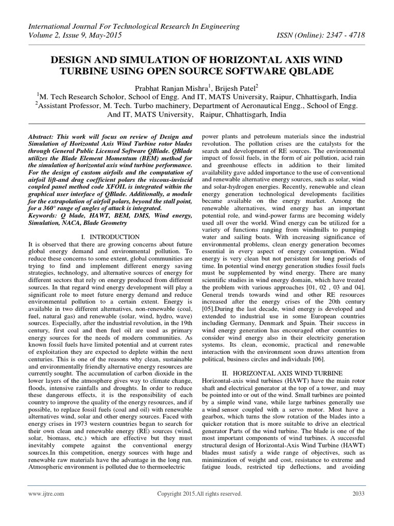 Design & Simulation of HAWT | PDF | Wind Turbine | Energy Development