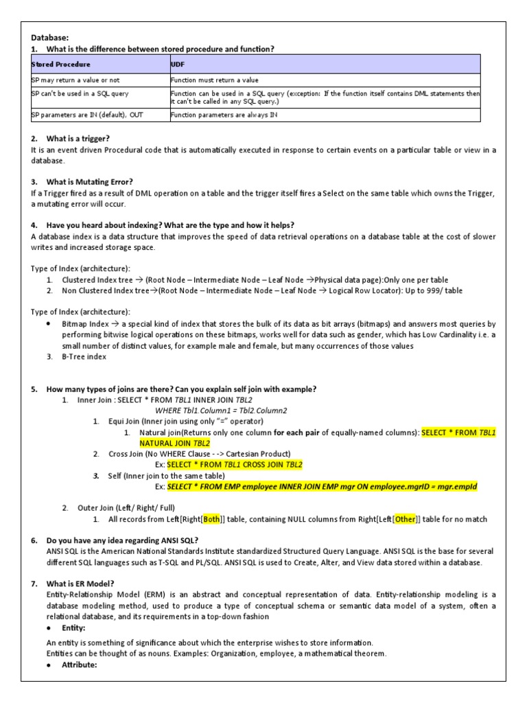WHERE Tbl1.Column1 Tbl2.Column2: Stored Procedure UDF | PDF | Database Index | Databases