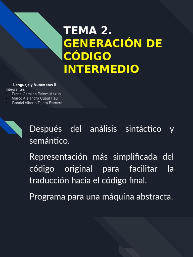 Tema 2. Generación de Código Intermedio | PDF | Compilador ...