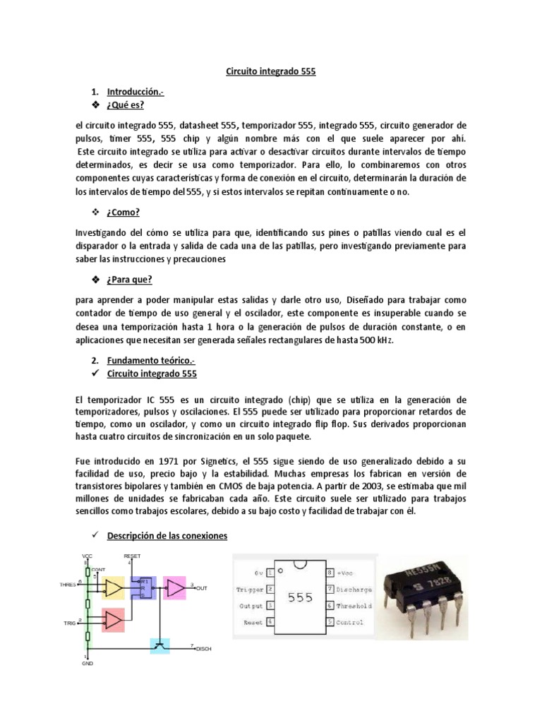 Circuito Integrado 555 | PDF | Electricidad | Ingenieria Eléctrica