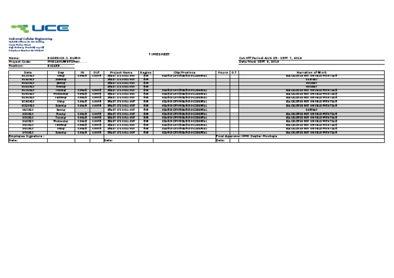 Universal Cellular Engineering Timesheet SEO | PDF | Business