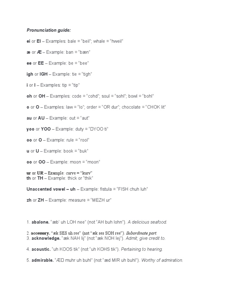 Pronunciation Guide:: Ur or UR - Example: Curve "Kurv" | PDF | Nature
