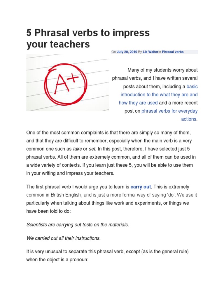 5 Phrasal Verbs To Impress Your Teachers | PDF | Verb | English Language