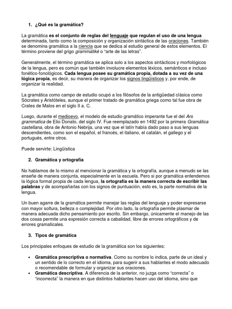 Qué Es La Gramática | PDF | Gramática | Palabra