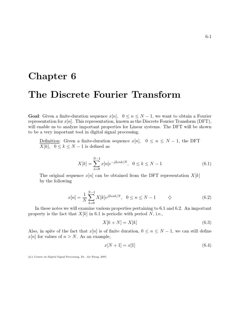 Chapter6 PDF | PDF | Discrete Fourier Transform | Harmonic Analysis