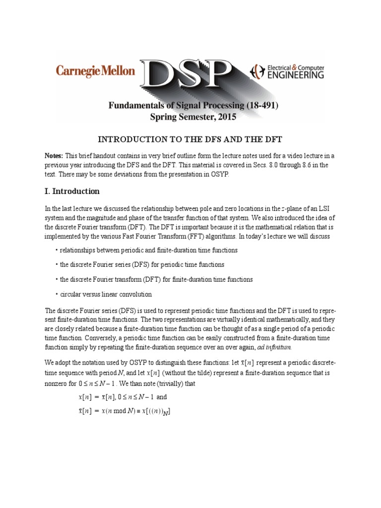 Introduction To The Dfs and The DFT | PDF | Discrete Fourier Transform ...