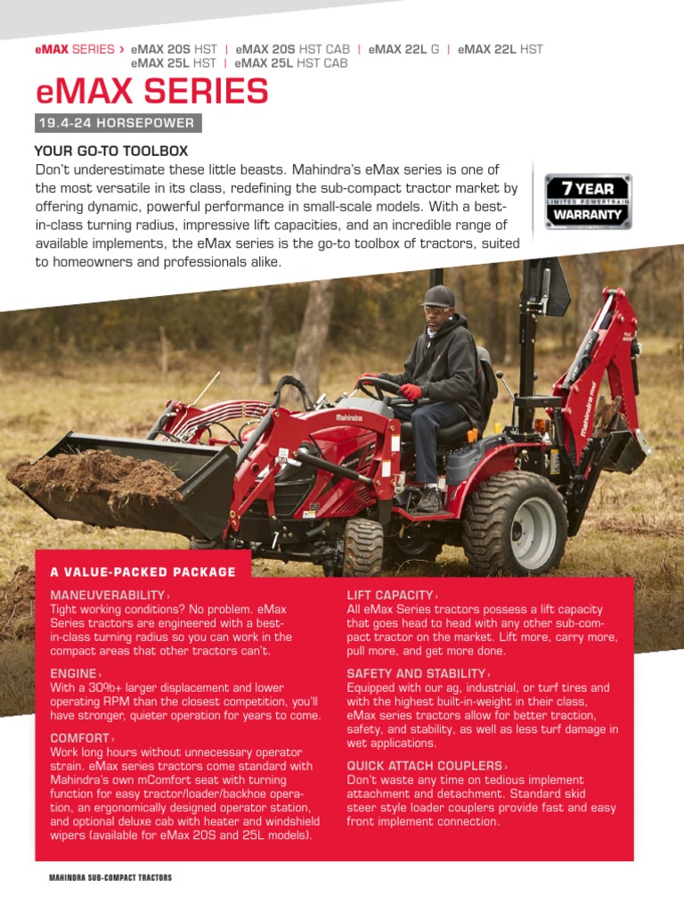 Emax Series: Your Go-To Toolbox | PDF | Tractor | Loader (Equipment)