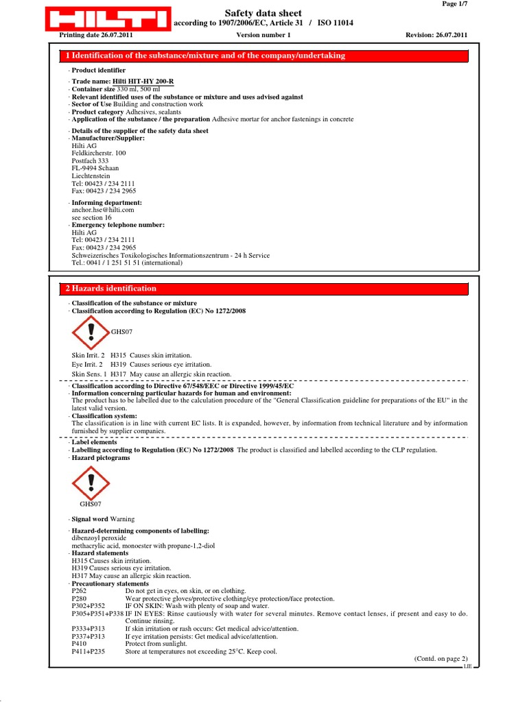 MSDS HY200-R International | PDF | Dangerous Goods | Carbon Dioxide