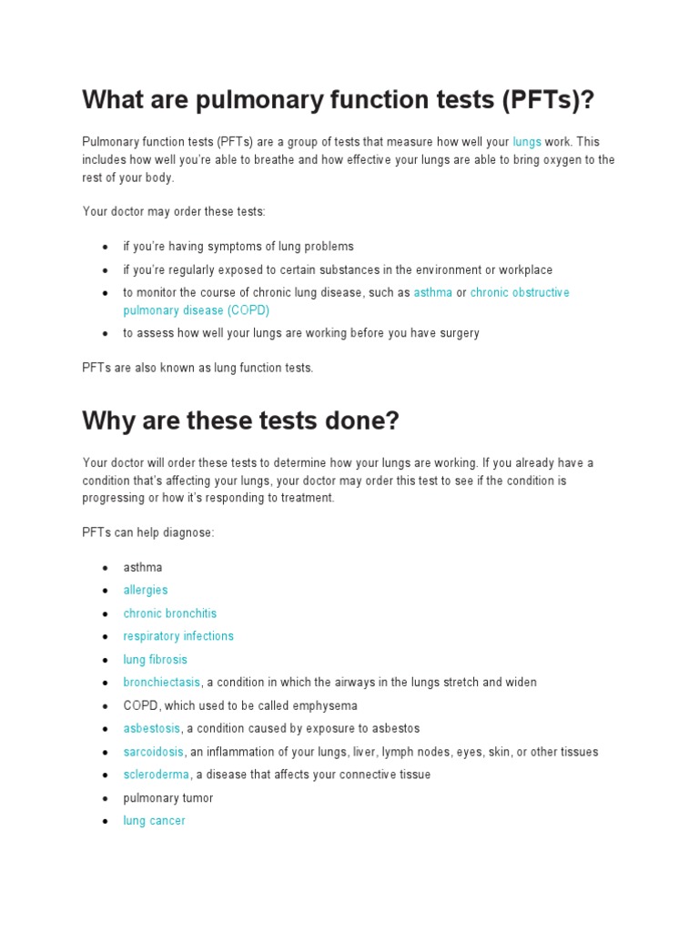 Pulmonary Function Tests | PDF | Lung | Chronic Obstructive Pulmonary ...