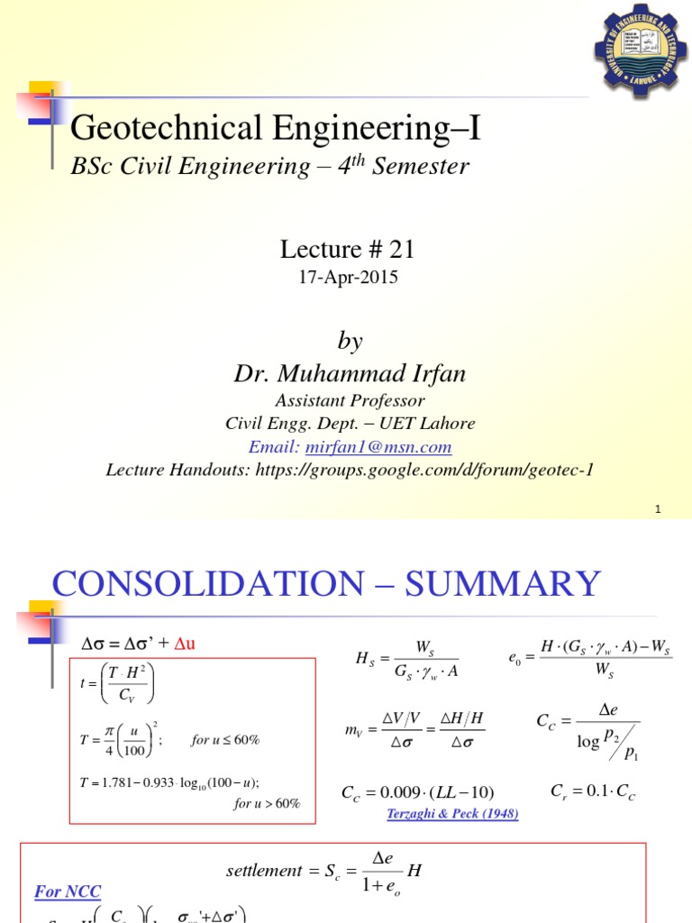 Lec #21 (Consolidation Problems) | PDF | Civil Engineering | Engineering