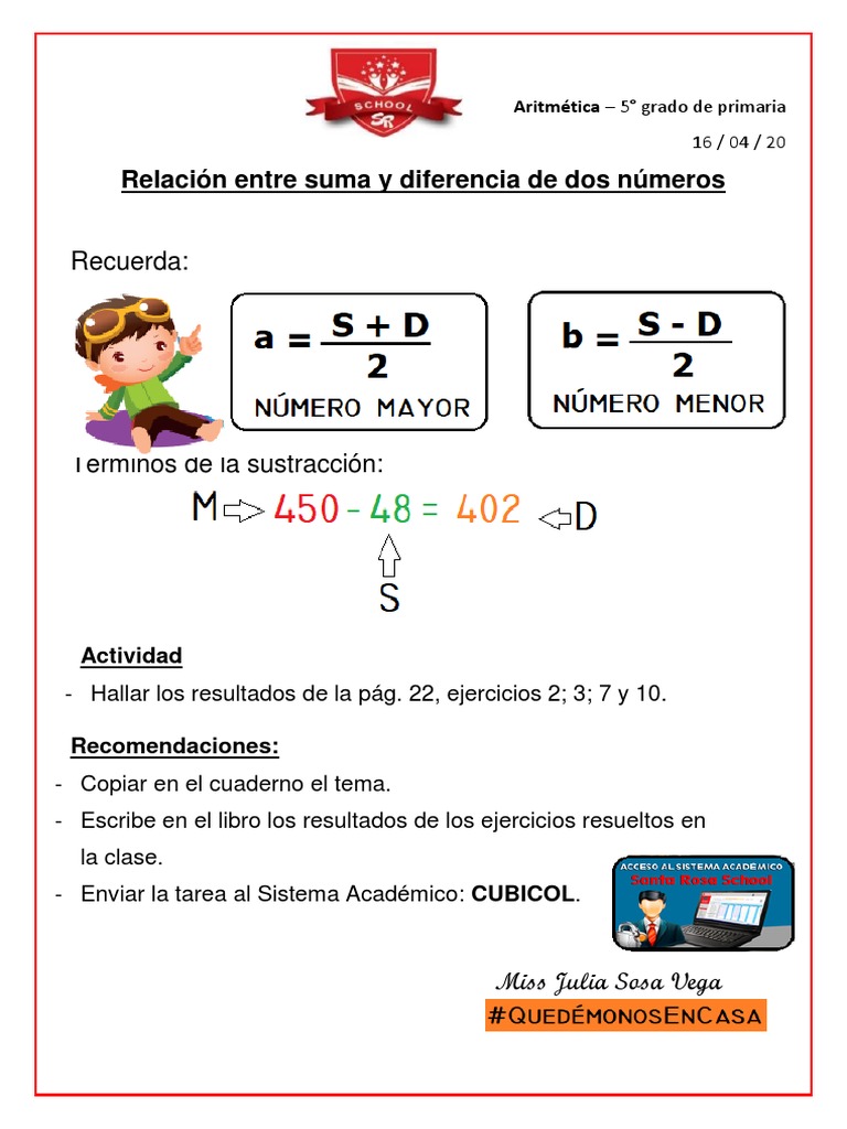 Tarea de Aritmética para 5° Grado | PDF