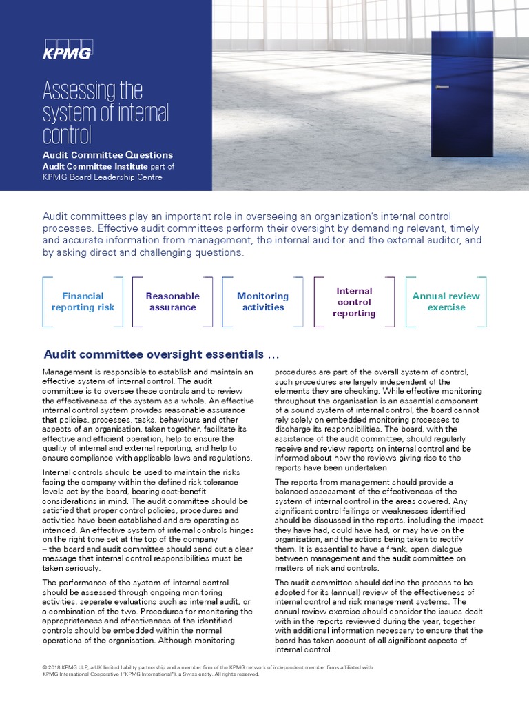 Assessing System of Internal Controls | PDF | Internal Control ...