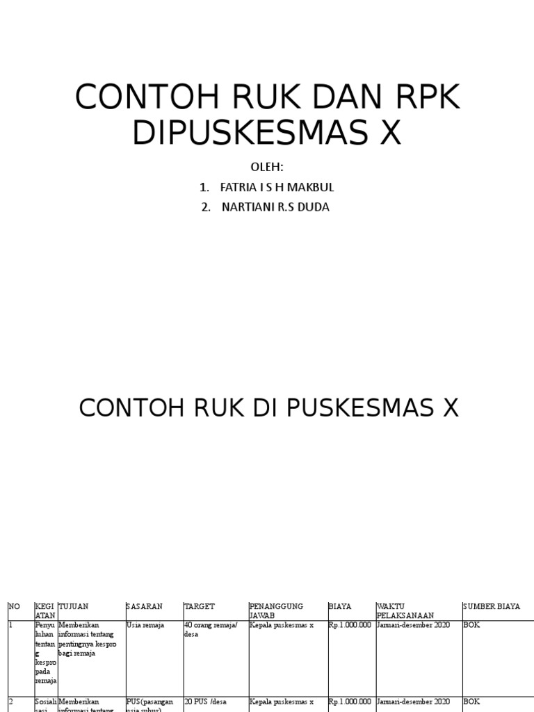 Contoh Ruk Dan RPK Dipuskesmas X | PDF