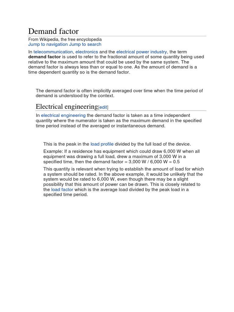 Demand Factor: Electrical Engineering | PDF