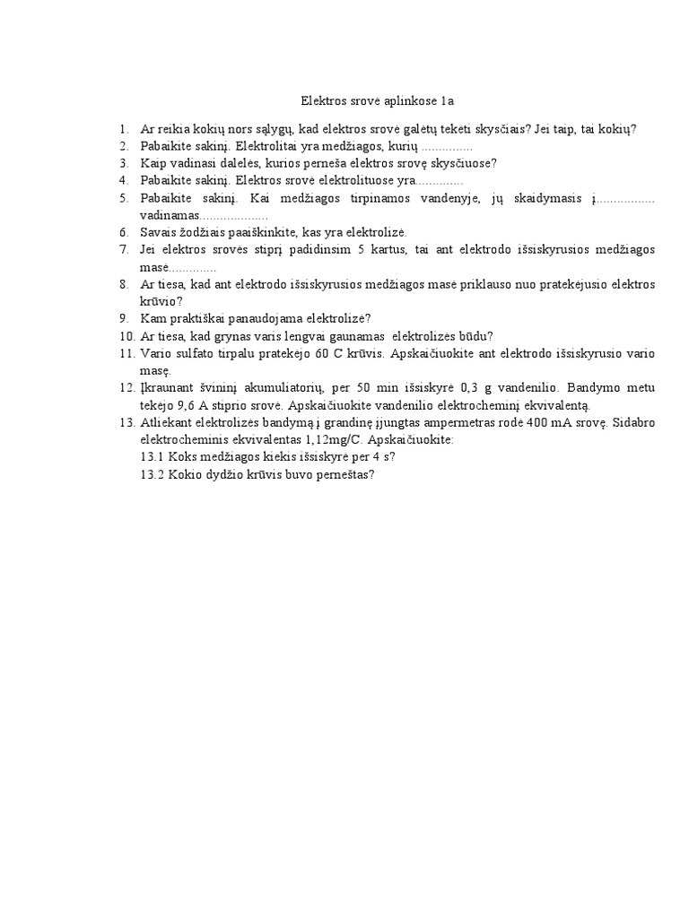 Elektros Srove Aplinkose 1a | PDF