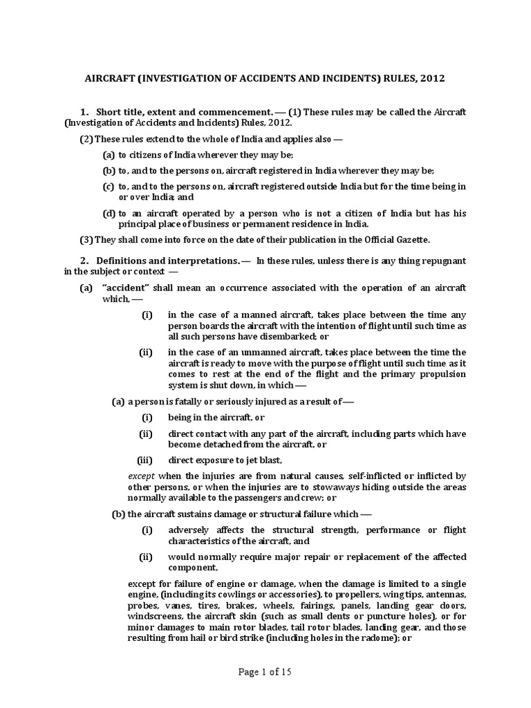 Aircraft Accident And Incident Investigation Requirements – KLTG