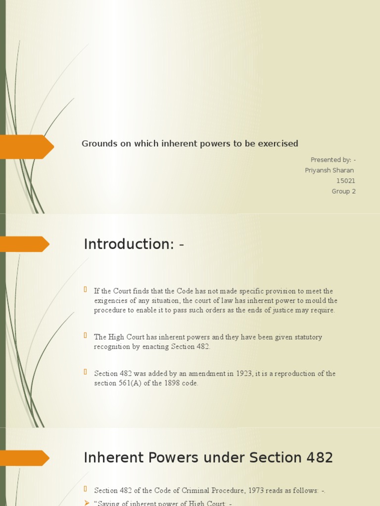 CRPC (Inherent Power) | PDF | Constitutional Law | Justice