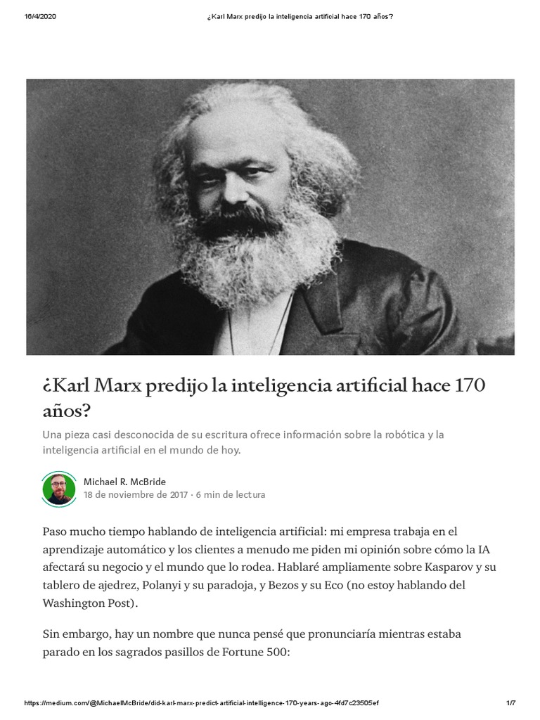 ¿Karl Marx Predijo La Inteligencia Artificial Hace 170 Años | PDF ...