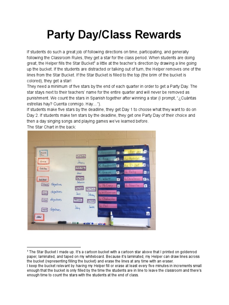 Kindergarten Star Rewards System | PDF | Classroom | Learning