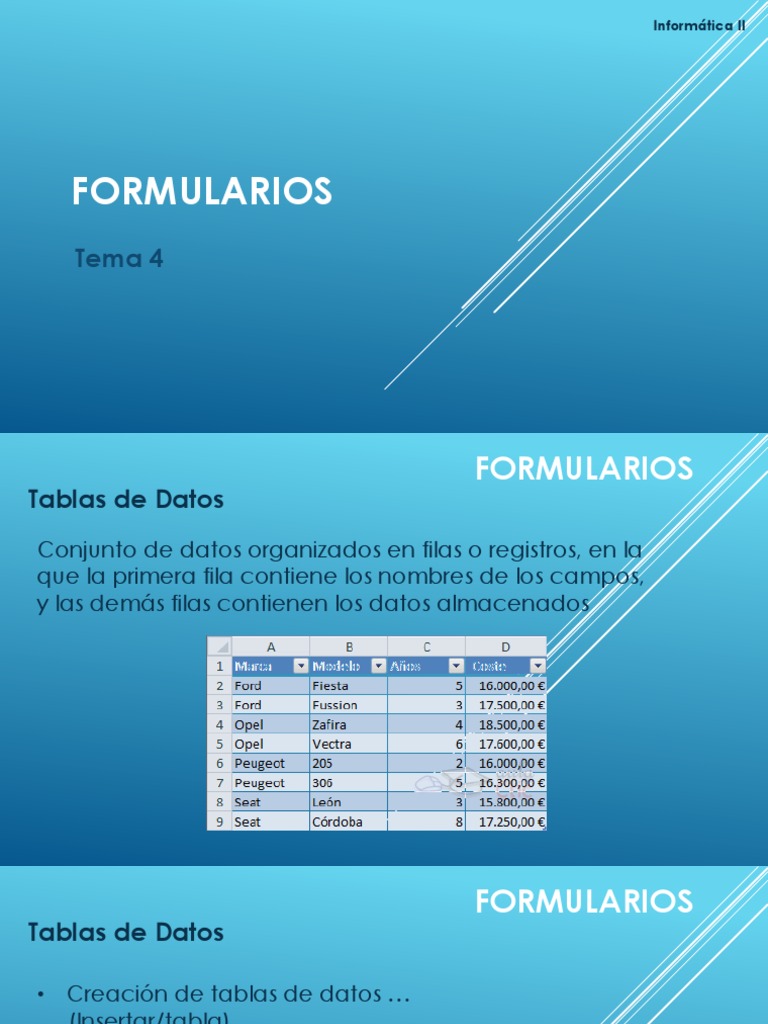Tablas, Formularios, Listas Desplegables | PDF | Software | Áreas de informática
