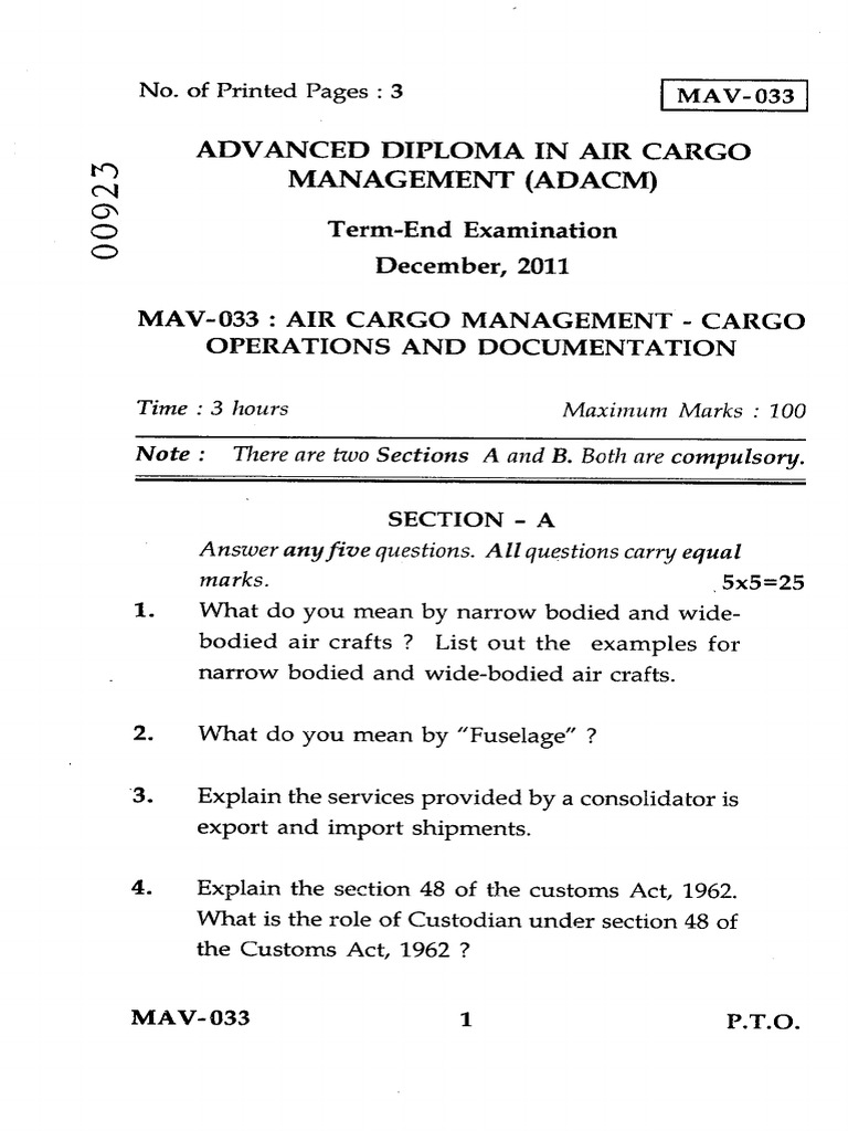 Air Cargo Management Cargo Operations And Documentation Pdf Pdf