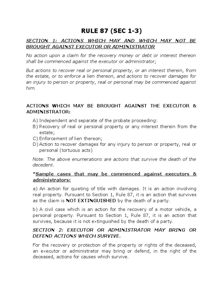 Rule 87 Sec 1-3 | PDF | Inheritance | Probate