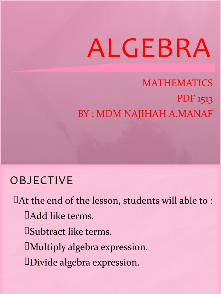 CHAPTER 2 - ALGEBRA (Latest) | PDF | Variable (Mathematics) | Equations