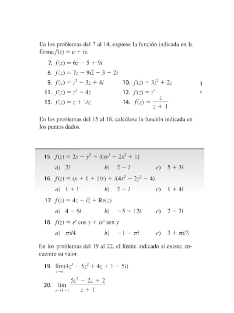 Ejercicios Funciones Variable Compleja PDF | PDF