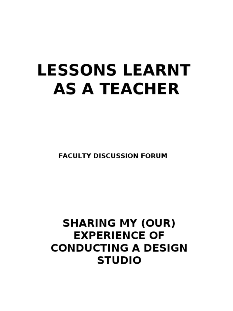 Lessons Learnt - Last Semester | PDF | Lecture